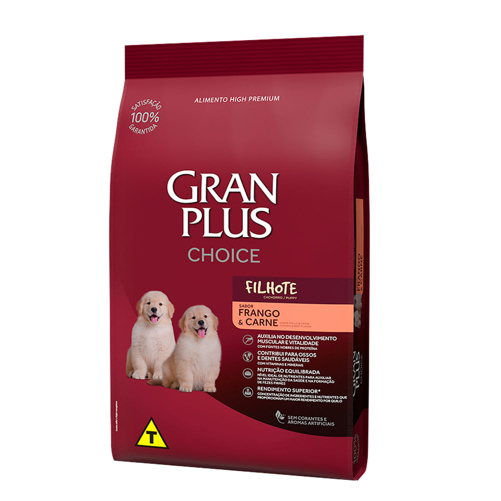 Ração Gran Plus Choice Cães Filhotes Frango e Carne - Tudo de Bicho