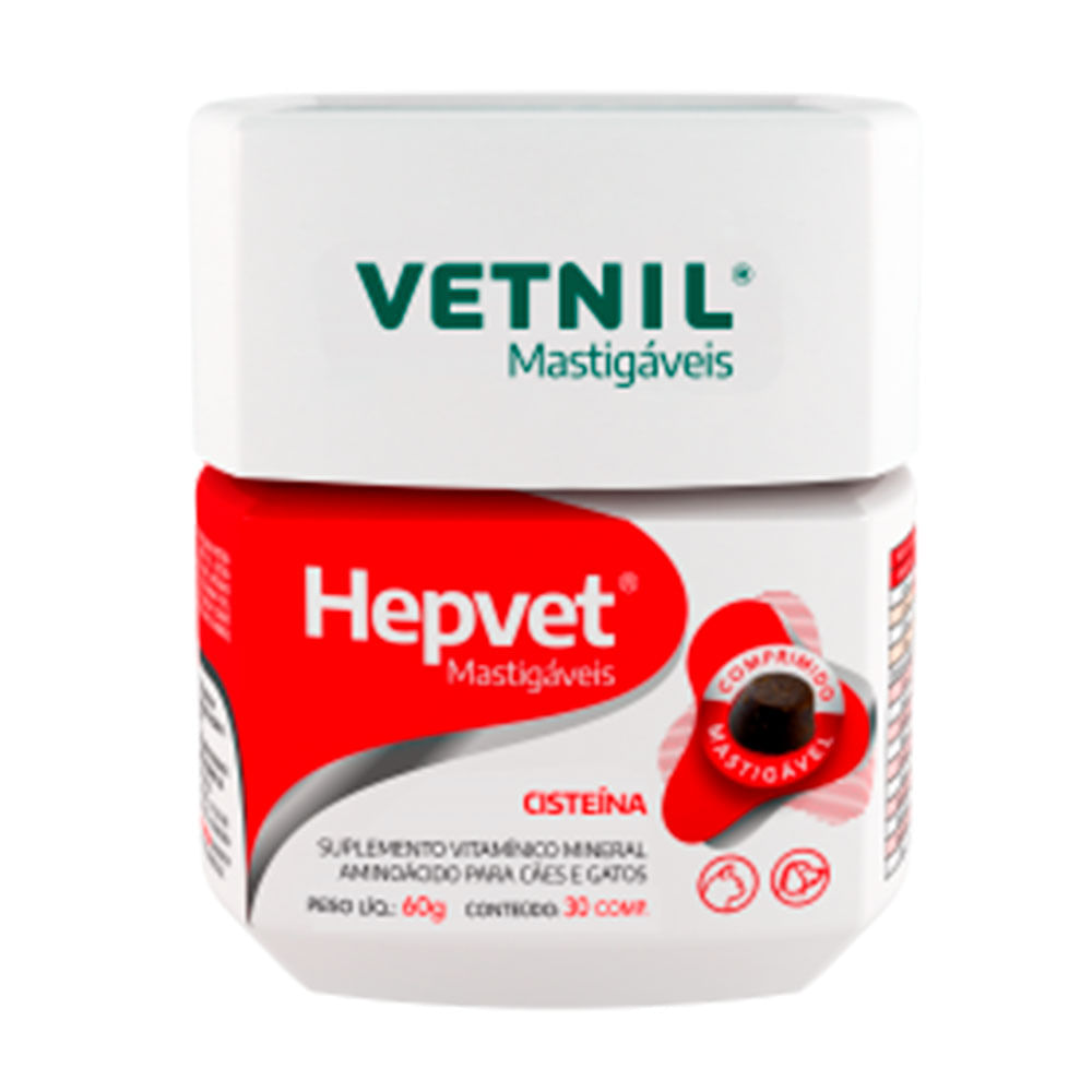 Suplemento Hepvet Mastigáveis Vetnil Comprimidos - Tudo de Bicho