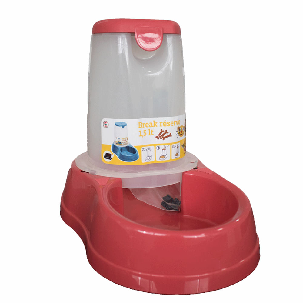 Comedouro Automático Vermelho Chalesco - Tudo de Bicho