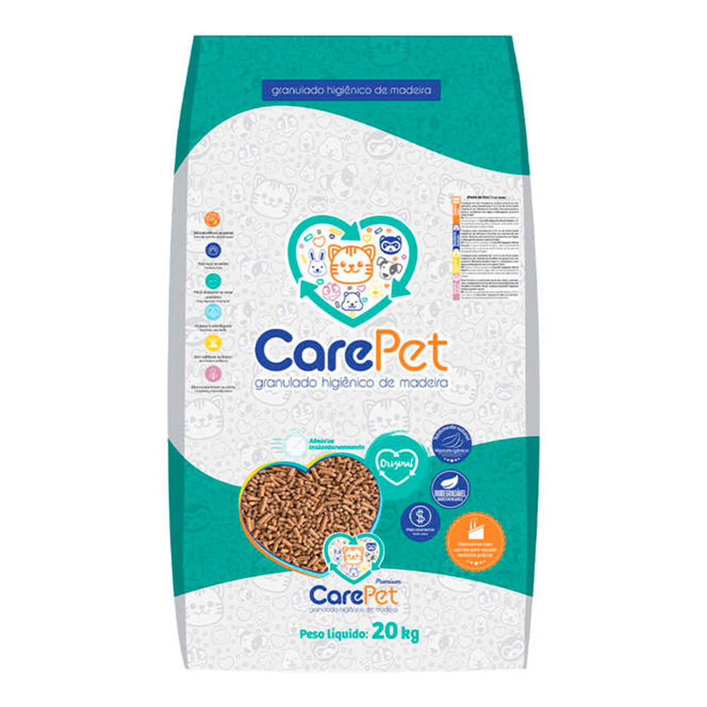 Granulado De Madeira CarePet Premium Original - Tudo de Bicho