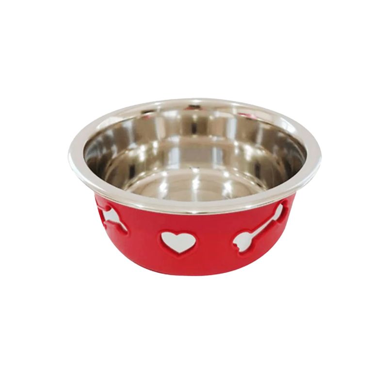 Comedouro Cães The Pets Inox Decorado 3D Vermelho - Tudo de Bicho